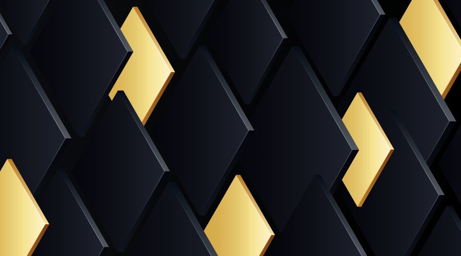Abstract dark blue and gold square shape Vector Image