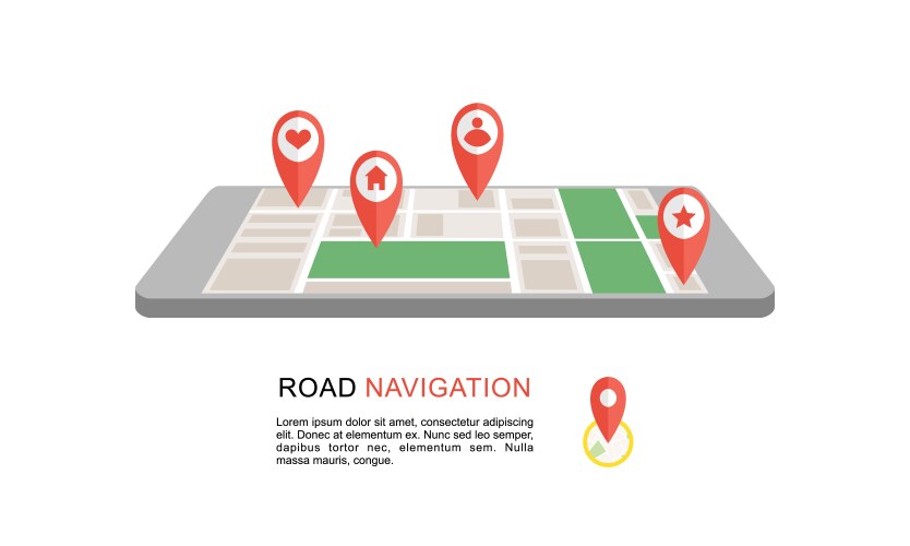 Navigation concept with pin pointer Royalty Free Vector