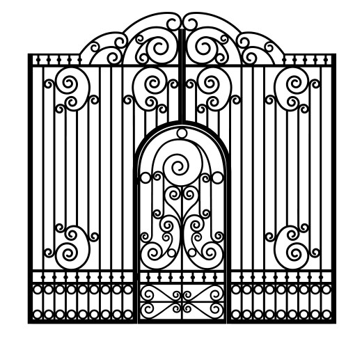 Palace fence with gate Royalty Free Vector Image