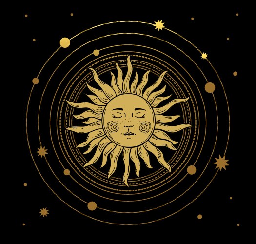 Space esoteric composition sun moon Royalty Free Vector