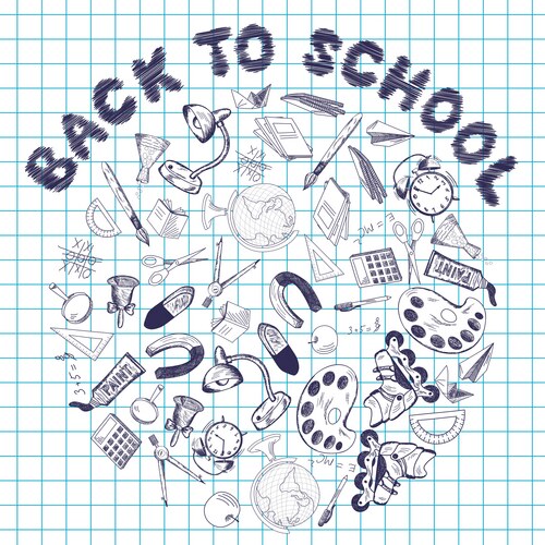 Welcome back to school horizontal banner doodle Vector Image