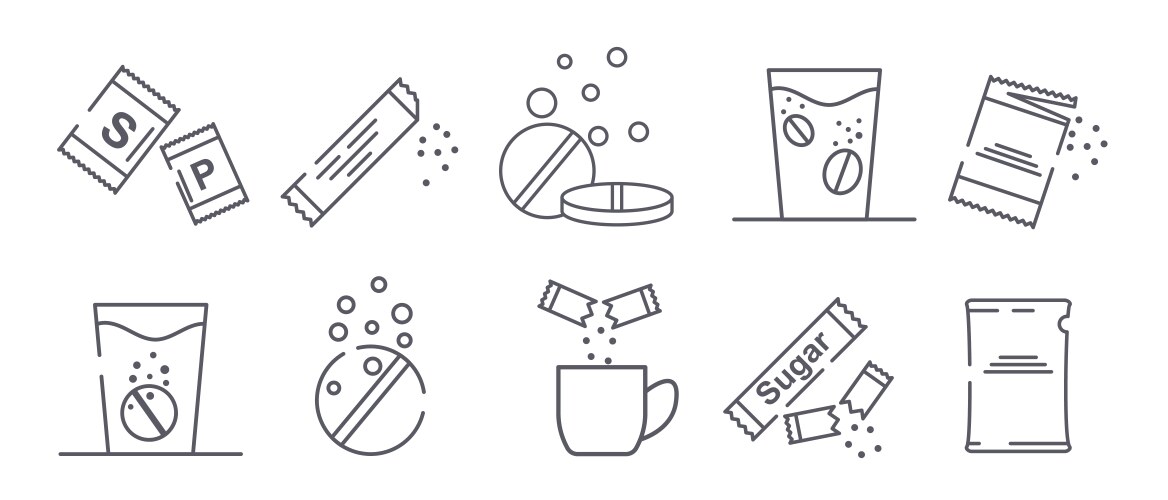 Set of sachet icons stick packaging template Vector Image