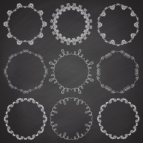 Set of 4 circle cute hand drawn frames Royalty Free Vector