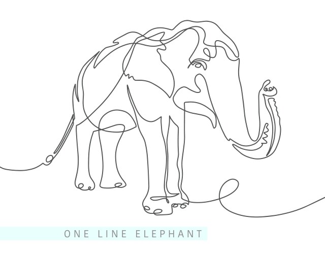 One Line Drawing Elephant Vector Images (over 400)