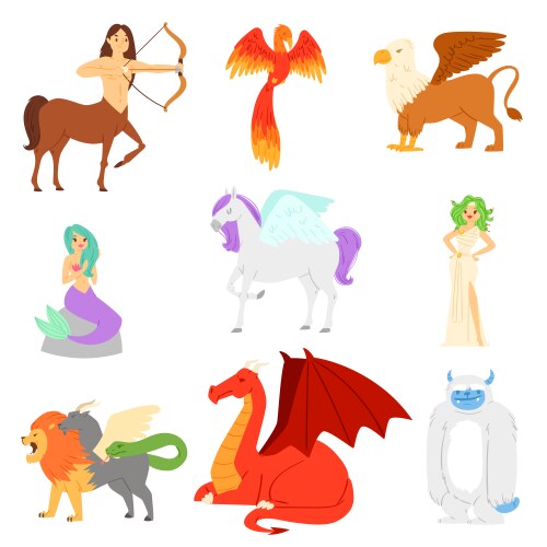 Mythical creatures set Royalty Free Vector Image