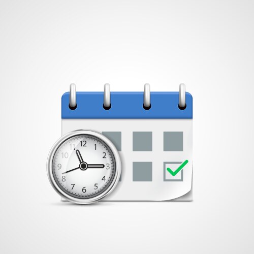Calendar and clock icon schedule Royalty Free Vector Image