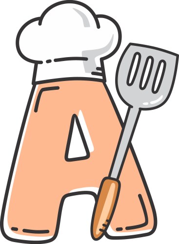 Alphabet initial chef hat with spatula restaurant Vector Image