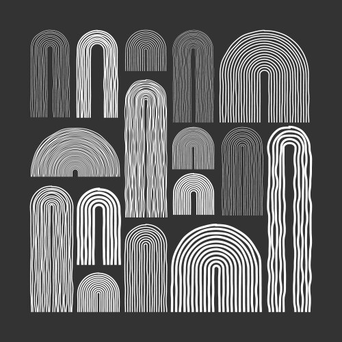 Mid century arch elements modern geometric shapes Vector Image