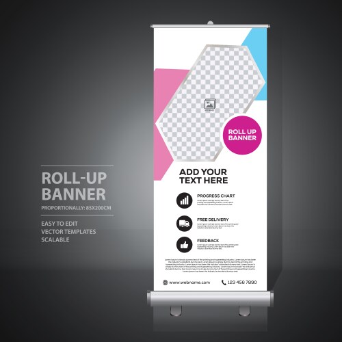 Construction roll up banner design template Vector Image