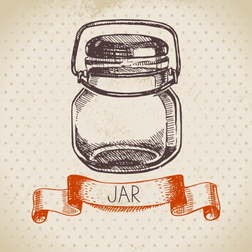 Rustic mason canning jar vintage hand drawn sketch
