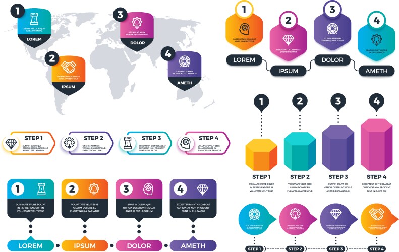 Infographics elements flow infograph process Vector Image