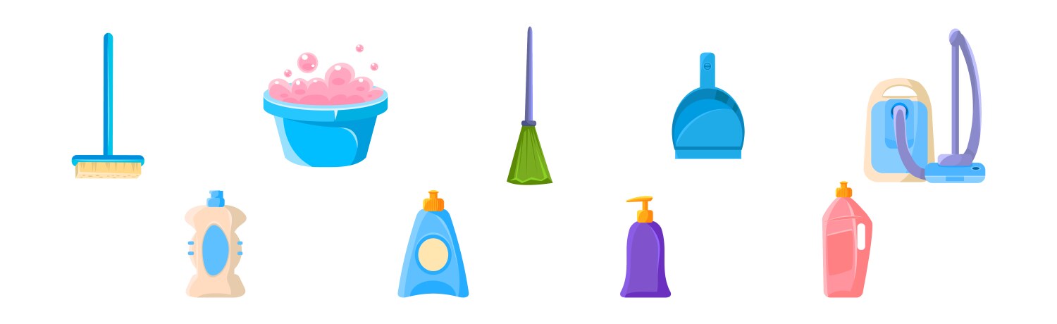 Home cleaning object and equipment for cleanup Vector Image