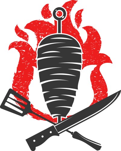 Doner kebab label colorful detailed Royalty Free Vector