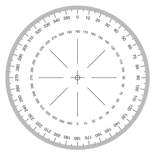 Protractor actual size graduation Royalty Free Vector Image