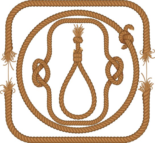 Realistic ropes yellow or brown curved nautical Vector Image