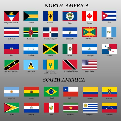 Set of popular country flags glossy rectangle Vector Image
