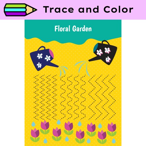 Pen tracing lines activity worksheet for children Vector Image