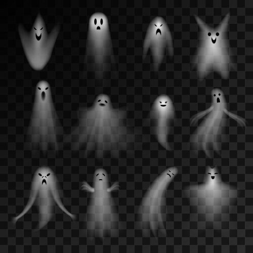 Ghosts On Transparent Background Royalty Free Vector Image
