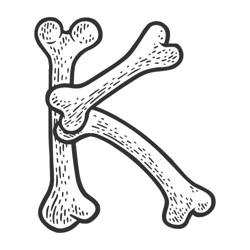 Letter c made of bones sketch Royalty Free Vector Image
