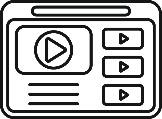 Video playback icon outline Royalty Free Vector Image