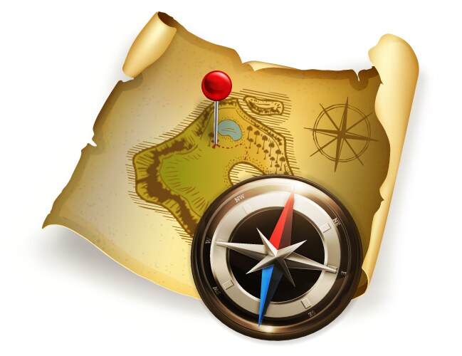 Old vintage antique world map and compass Vector Image