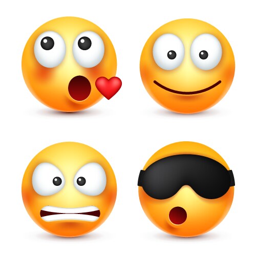 Smiley tired emoticon yellow face with emotions Vector Image