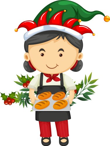 Cartoon baker holding bakery peel tool with bread Vector Image