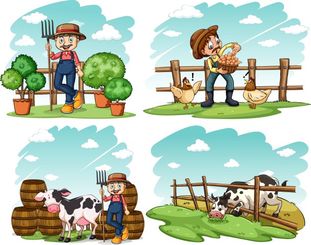 Cute farm cartoon Royalty Free Vector Image - VectorStock