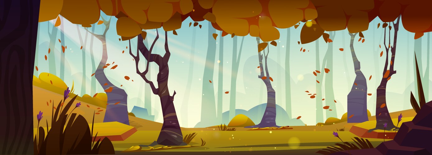 Deep forest landscape cartoon Royalty Free Vector Image