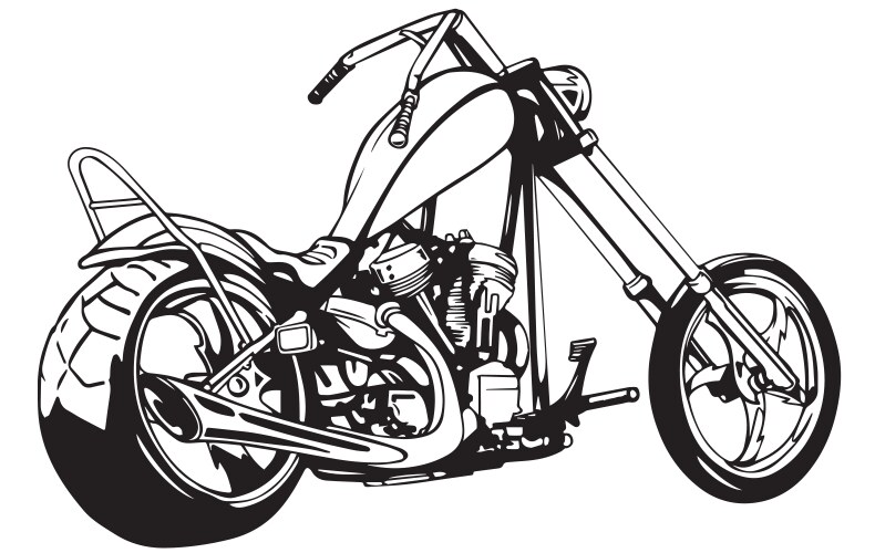 Flaming bike chopper ride front view Royalty Free Vector