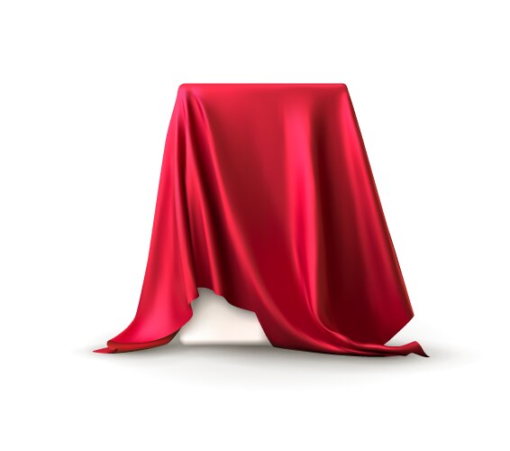 Red silk cloth cover wooden photo frame isolated Vector Image