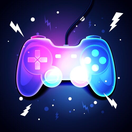 Neon game controller for controlling pc Royalty Free Vector