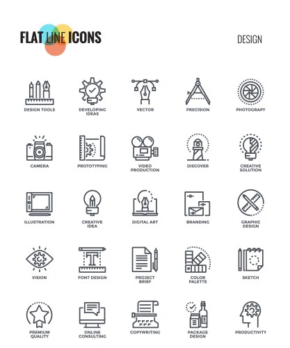 Thin line design office icons Royalty Free Vector Image