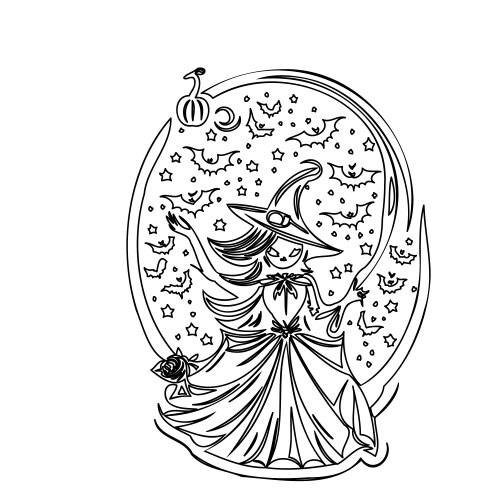 Witch halloween outline sketch Royalty Free Vector Image