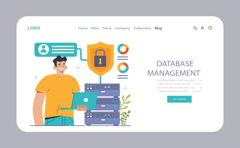 Back-end development web banner or landing page Vector Image