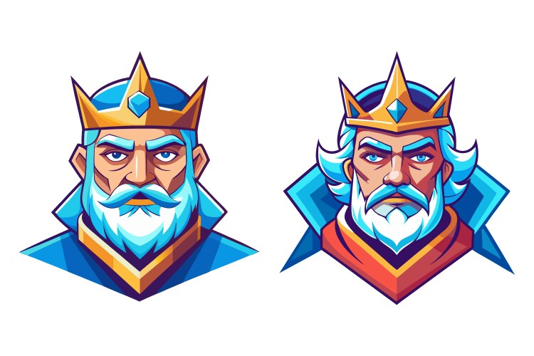King crown head tough looking warrior face Vector Image