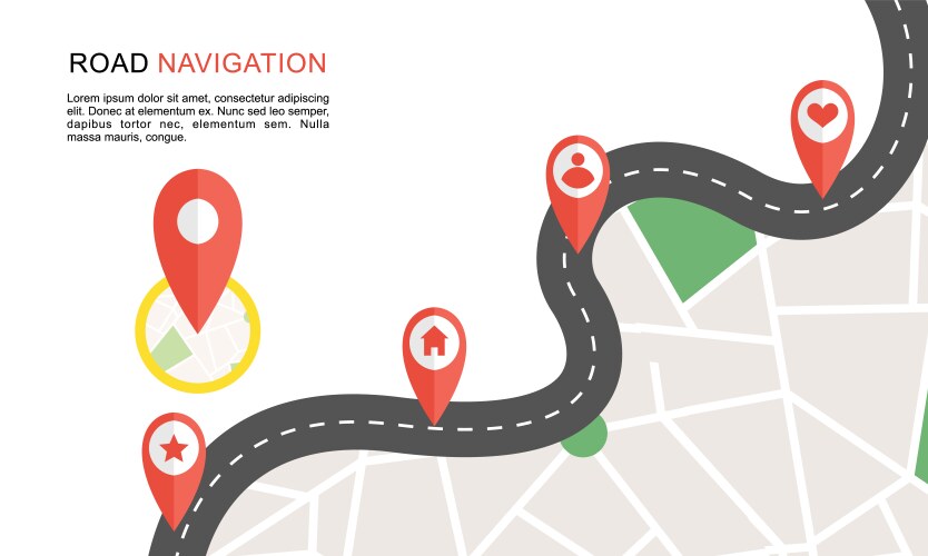 Navigation concept with pin pointer Royalty Free Vector