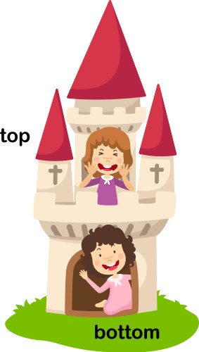 Opposite words bottom and top Royalty Free Vector Image