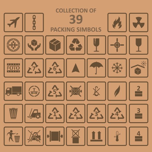 Packing Symbols Collection Royalty Free Vector Image