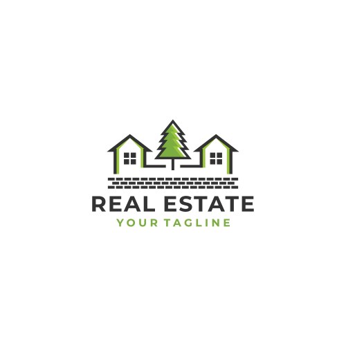Real estate with trees logo Royalty Free Vector Image