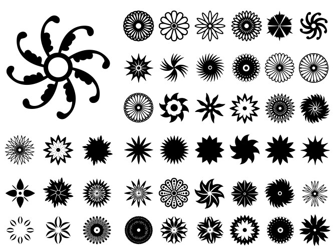 Set of floral flower elements symbol icons Vector Image