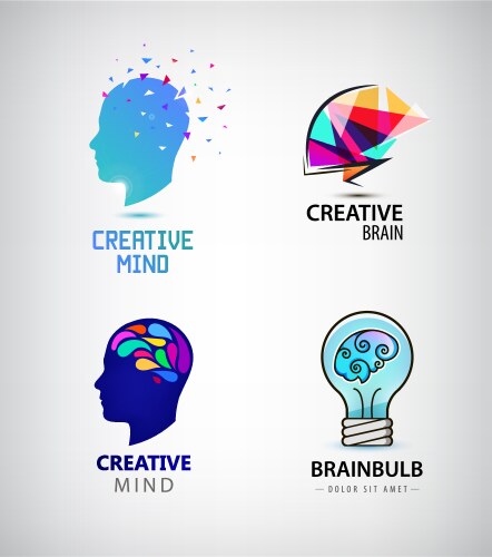 Creative mind logo brain Royalty Free Vector Image