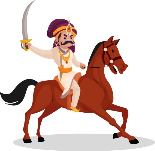 Prithviraj chauhan cartoon character Royalty Free Vector