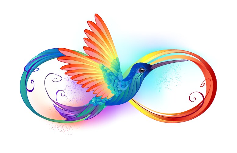 Infinity with rainbow butterfly Royalty Free Vector Image