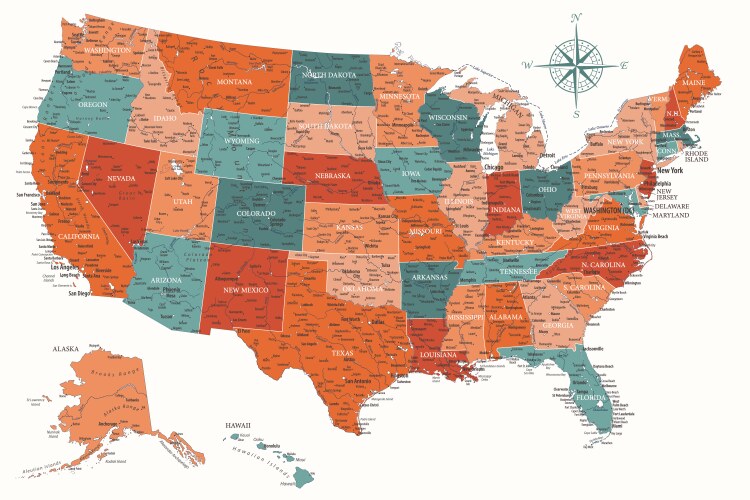United states - highly detailed map Royalty Free Vector