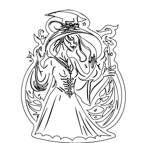 Witch halloween outline sketch Royalty Free Vector Image