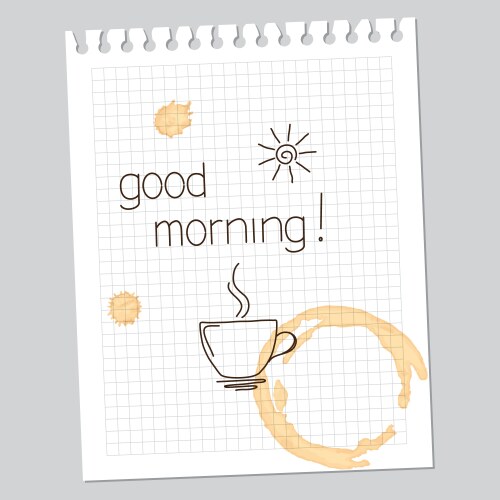 Good morning note on yellow sticky paper Vector Image
