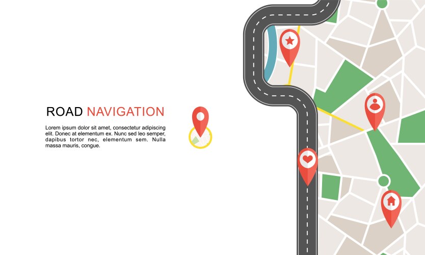 Navigation concept with pin pointer Royalty Free Vector
