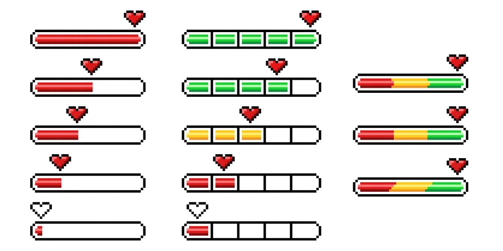 Pixel art 8-bit loading bar concept Royalty Free Vector