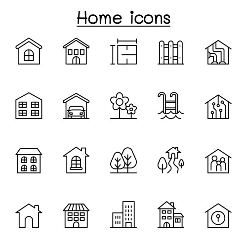 Building color line icon set Royalty Free Vector Image